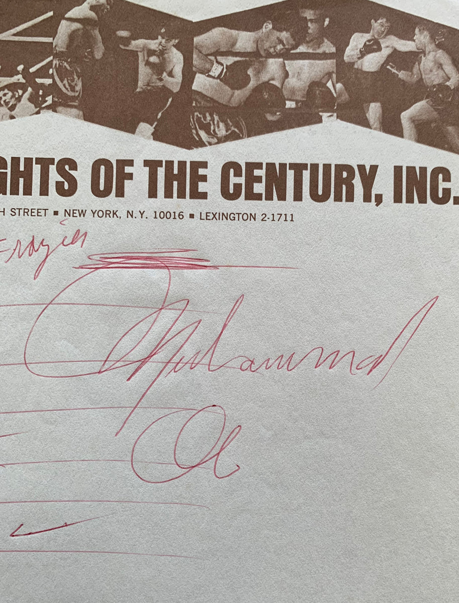 ALI, MUHAMMAD SIGNED ROUND BY ROUND SCORE SHEET FOR ALI-FRAZIER I FIGH ...