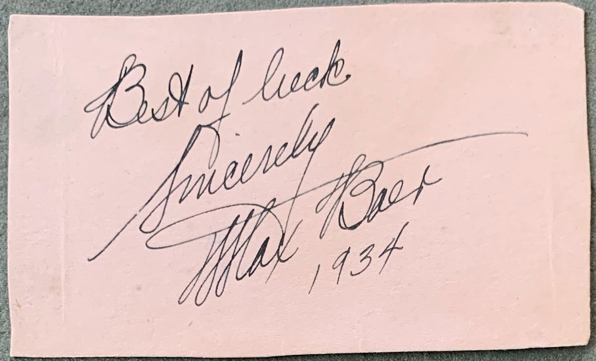 BAER, MAX INK SIGNATURE (1934-AS WORLD HEAVYWEIGHT CHAMPION) – JO ...