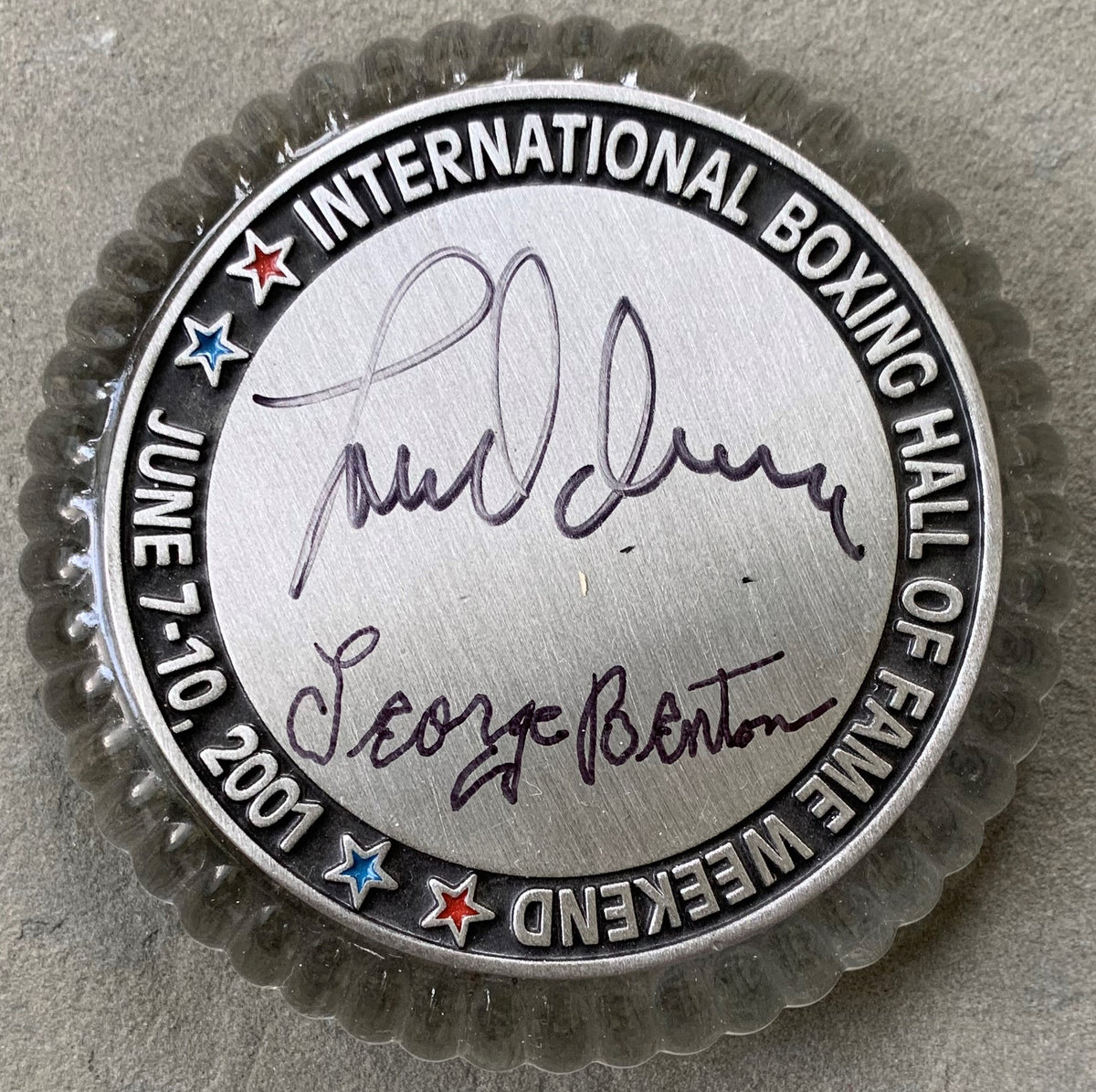 BENTON, GEORGE & LOU DUVA SIGNED BOXING HALL OF FAME PAPERWEIGHT – JO ...