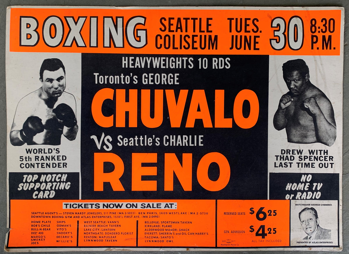 CHUVALO, GEORGE-CHARLIE RENO ON SITE POSTER (1970) – JO Sports Inc.