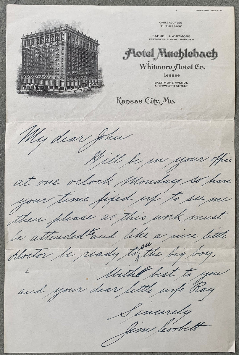 CORBETT, JAMES J. HAND WRITTEN & SIGNED LETTER (JSA) – JO Sports Inc.