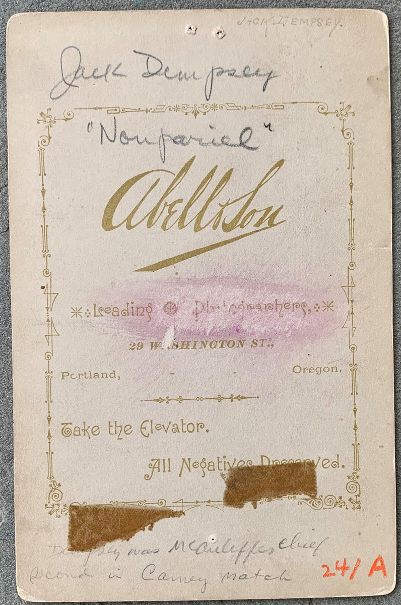 DEMPSEY, JACK THE NONPAREIL CABINET CARD – JO Sports Inc.
