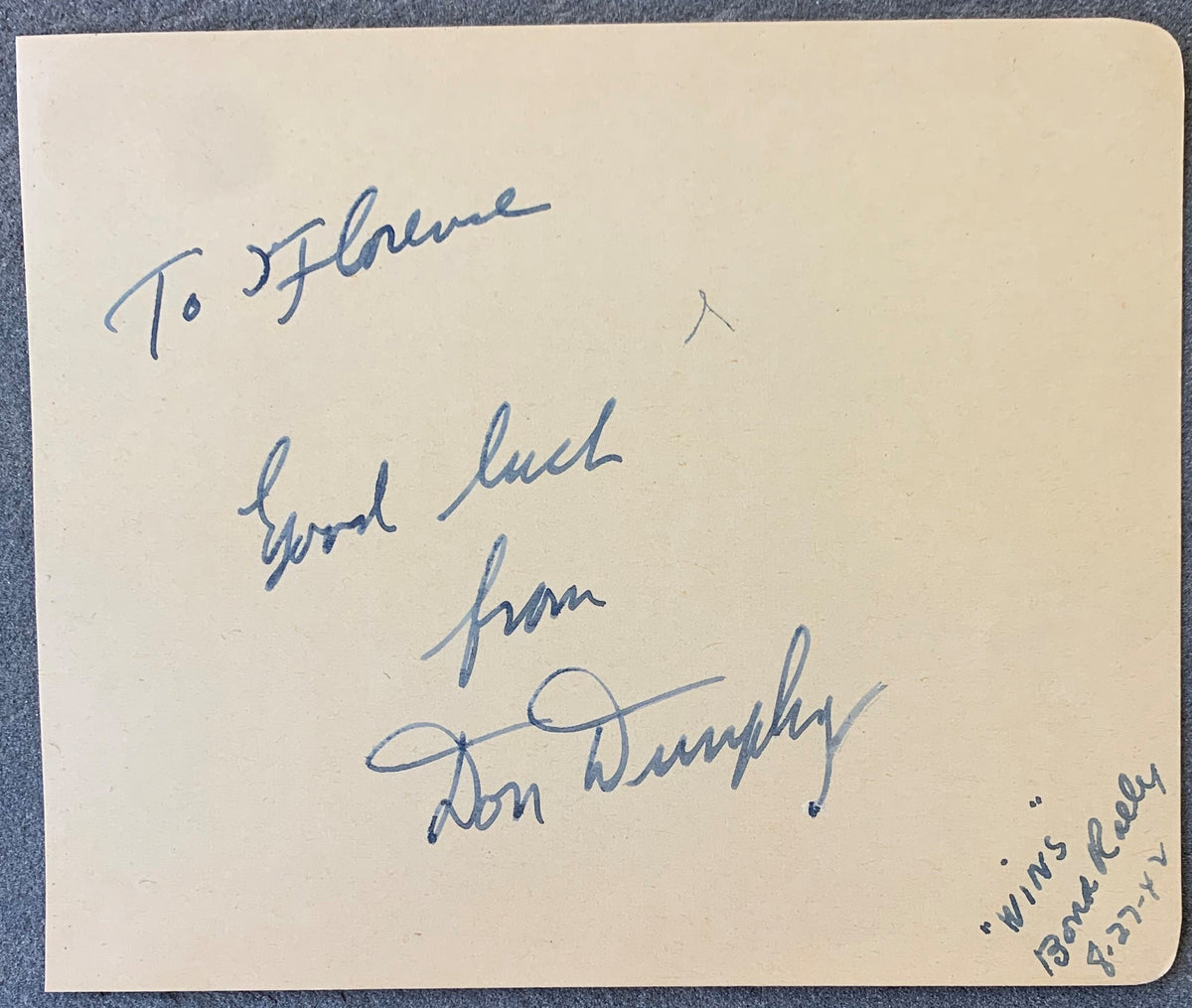 DUNPHY, DON SIGNED ALBUM PAGE (JSA AUTHENTICATION) – JO Sports Inc.