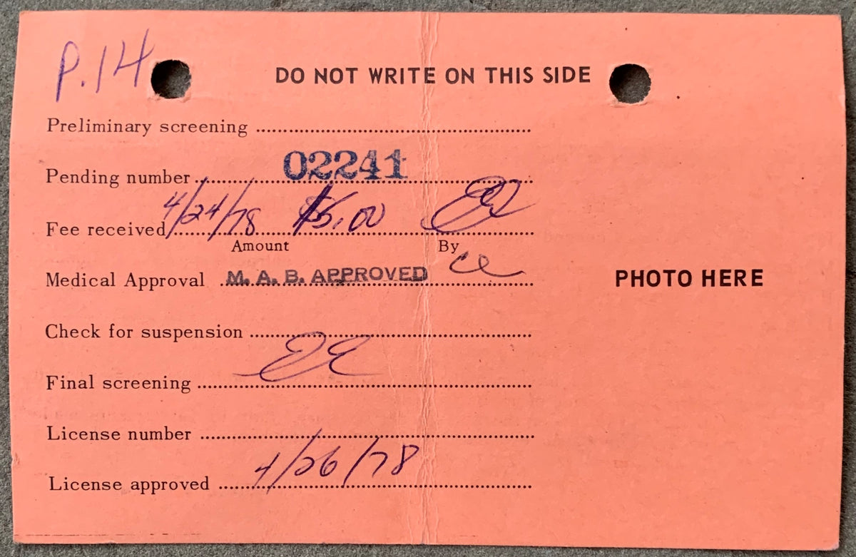 DURAN, ROBERTO SIGNED BOXER LICENSE APPLICATION (1978-PSA/DNA) – JO ...