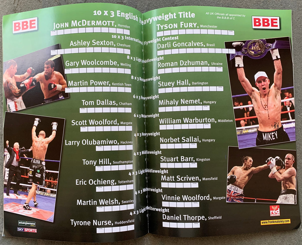 FURY, TYSON-JOHN MCDERMOTT OFFICIAL PROGRAM (2010) – JO Sports Inc.