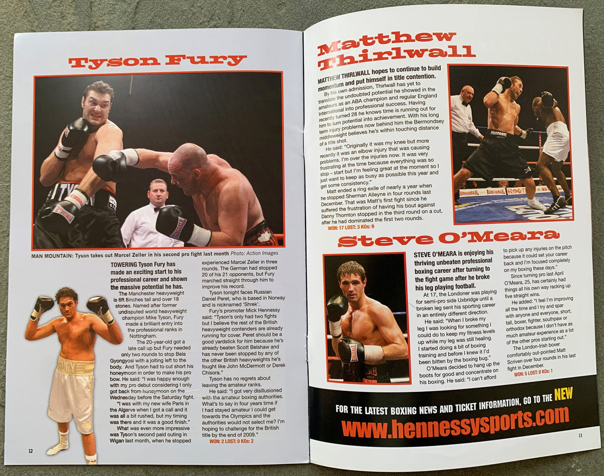 FURY, TYSON-DANIEL PERETYATKO OFFICIAL PROGRAM (2009) – JO Sports Inc.