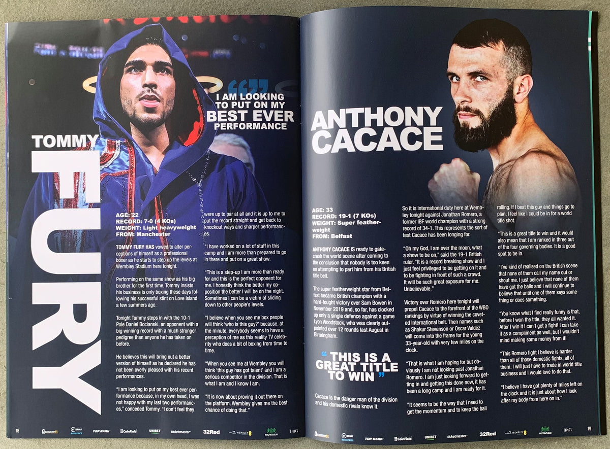 FURY, TYSON-DILLAN WHYTE OFFICIAL PROGRAM (2022) – JO Sports Inc.