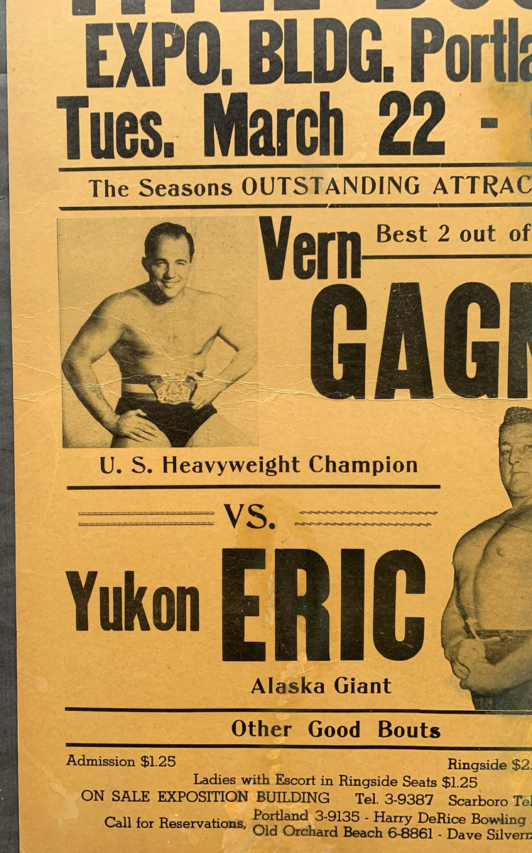 GAGNE, VERNE-YUKON ERIC ON SITE WRESTLING POSTER (1955) – JO Sports Inc.