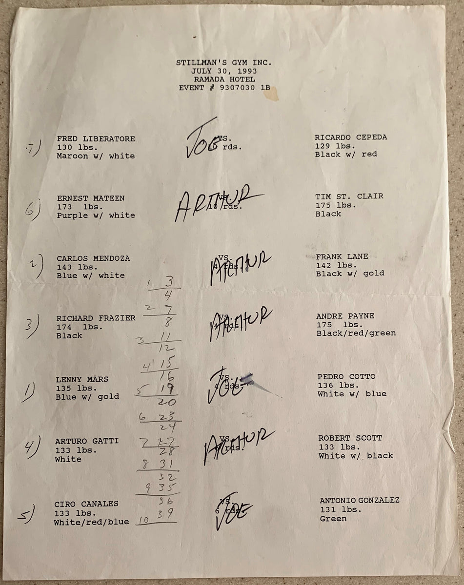 GATTI, ARTURO-ROBERT SCOTT OFFICIAL PROGRAM & BOUT SHEET (1993-GATTI'S ...