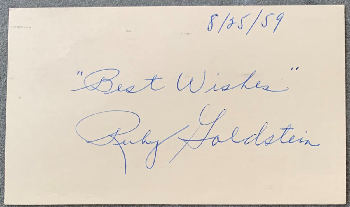 GOLDSTEIN, RUBY SIGNED INDEX CARD – JO Sports Inc.