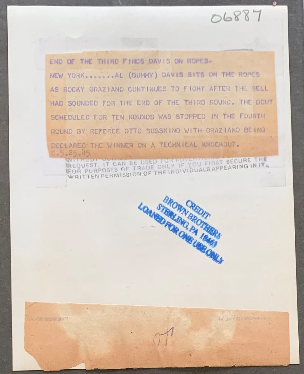 GRAZIANO, ROCKY-AL "BUMMY" DAVIS WIRE PHOTO (1945-3RD ROUND) – JO ...