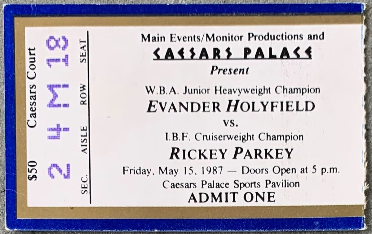 HOLYFIELD, EVANDER-RICKEY PARKEY ON SITE STUBLESS TICKET (1987) – JO ...
