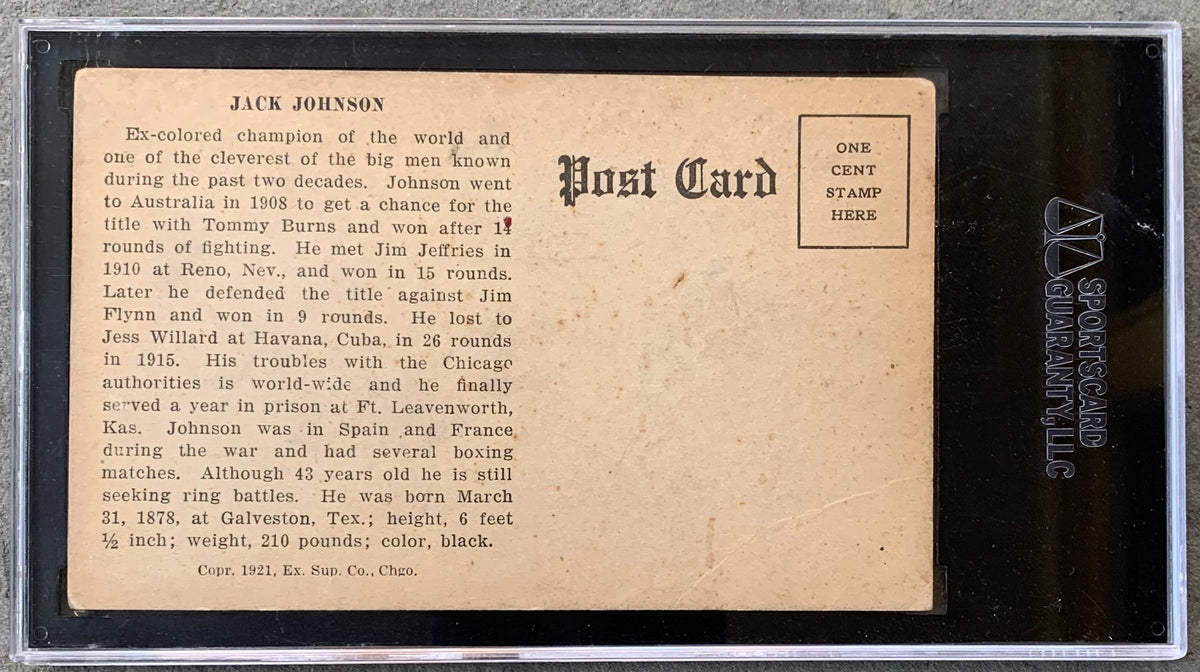 JOHNSON, JACK EXHIBIT CARD (SGC VG-EX 4-1921) – JO Sports Inc.
