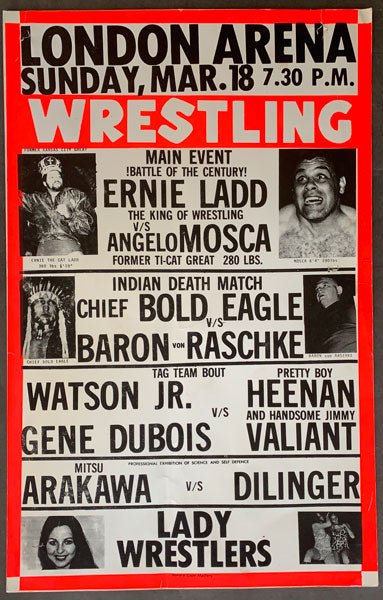 LADD, ERNIE-ANGELO MOSCA WRESTLING ON SITE POSTER (1973) – JO Sports Inc.