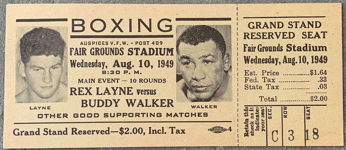 LAYNE, REX-BUDDY WALKER ON SITE FULL TICKET (1949) – JO Sports Inc.