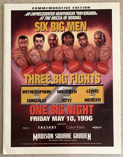 LEWIS, LENNOX-RAY MERCER & EVANDER HOLYFIELD-BOBBY CZYZ OFFICIAL PROGR ...