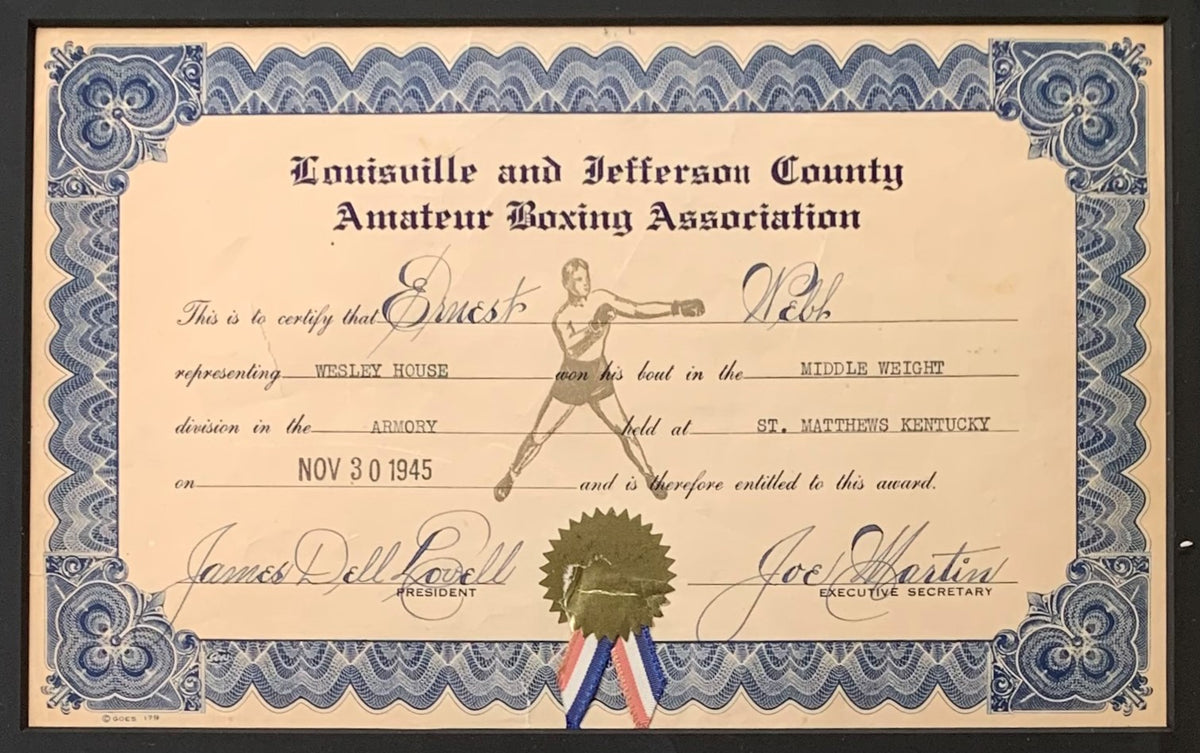 MARTIN, JOE SIGNED AMATEUR BOXING CERTIFICATE (CASSIUS CLAY FIRST TRAI ...
