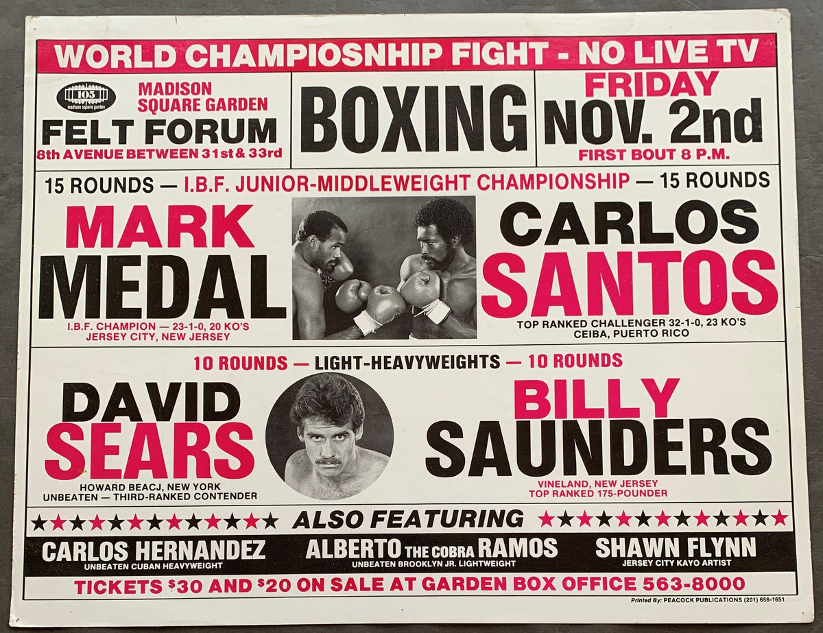 MEDAL, MARK-CARLOS SANTOS ON SITE POSTER (1984-SANTOS WINS TITLE) – JO Sports Inc.