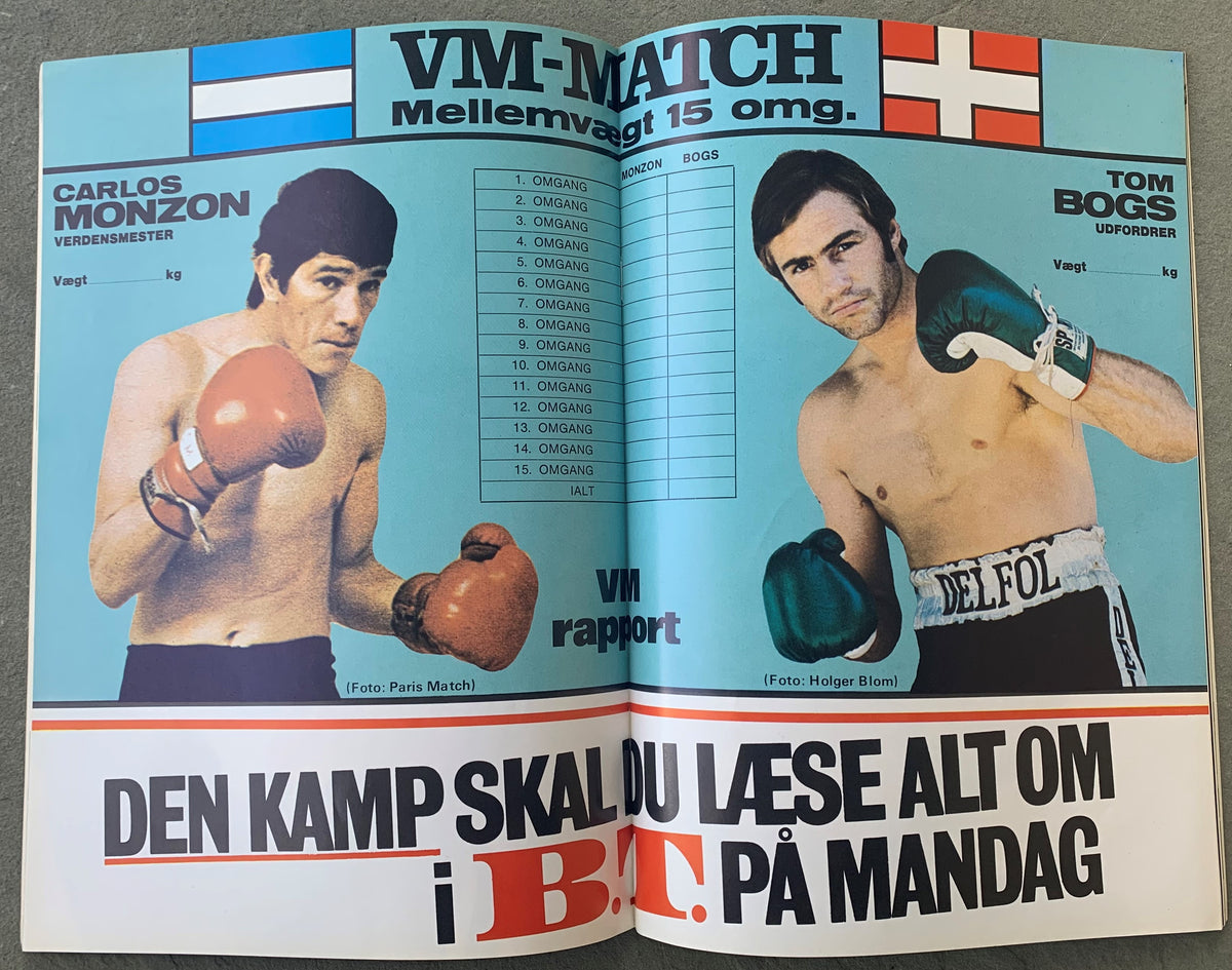 MONZON, CARLOS-TOM BOGS OFFICIAL PROGRAM (1972) – JO Sports Inc.