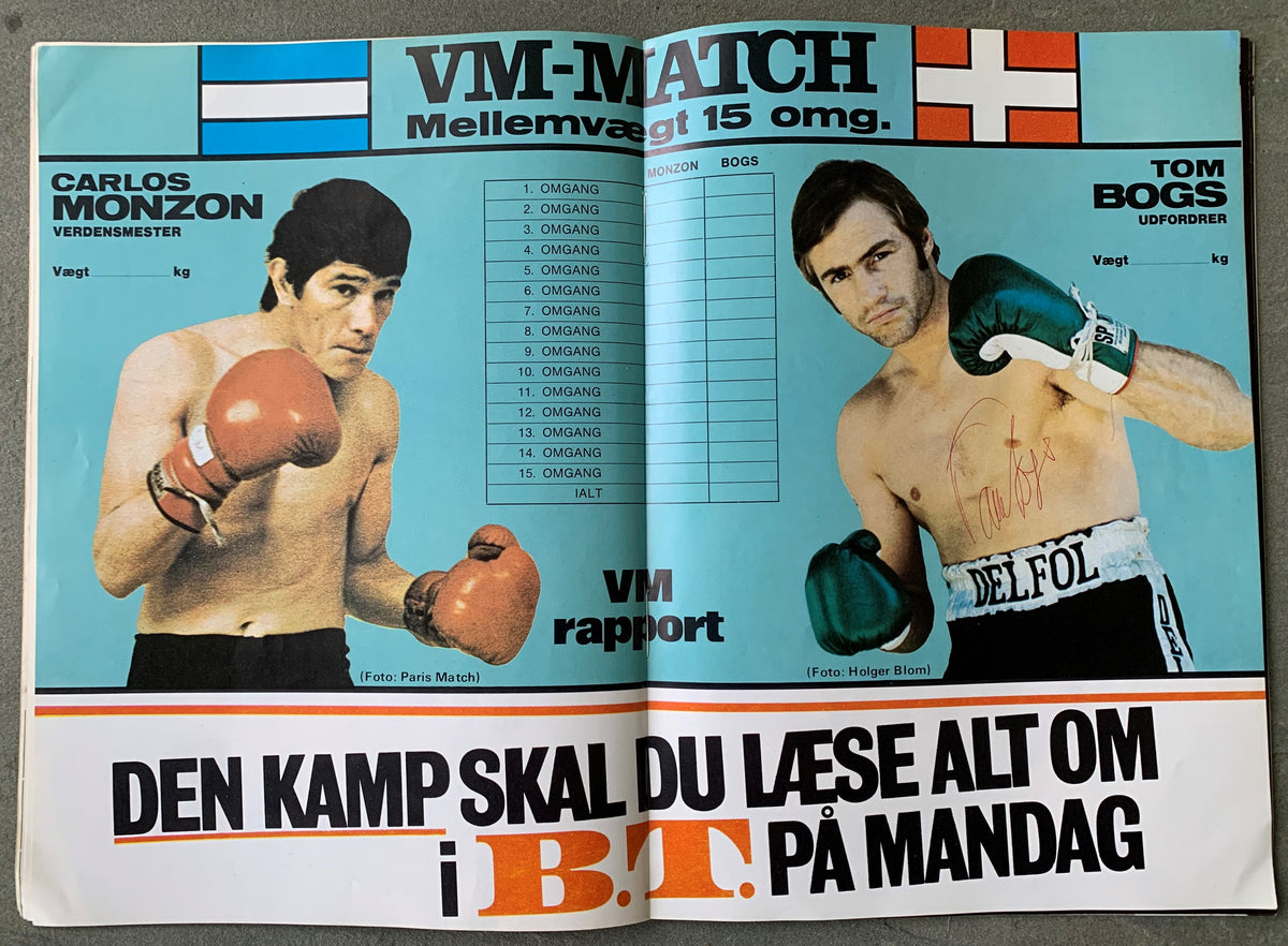 MONZON, CARLOS-TOM BOGS SIGNED OFFICIAL PROGRAM (1972-SIGNED BY BOGS ...