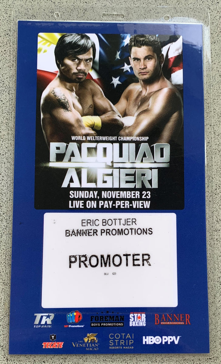 PACQUIAO, MANNY-CHRIS ALGIERI PROMOTER CREDENTIAL (2014) – JO Sports Inc.