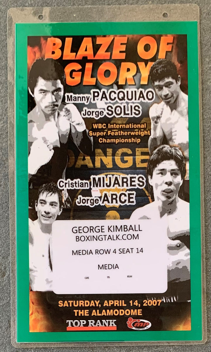 PACQUIAO, MANNY-JORGE SOLIS MEDIA CREDENTIAL (2007) – JO Sports Inc.