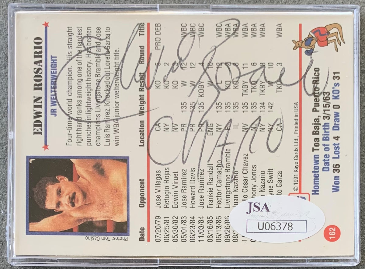 ROSARIO, EDWIN 1991 SIGNED KAYO CARD (JSA) – JO Sports Inc.