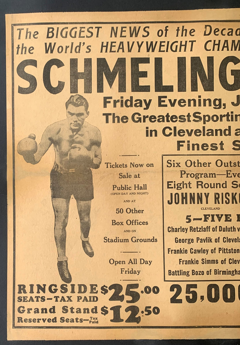 SCHMELING, MAX-YOUNG STRIBLING ON SITE POSTER (1931) – JO Sports Inc.