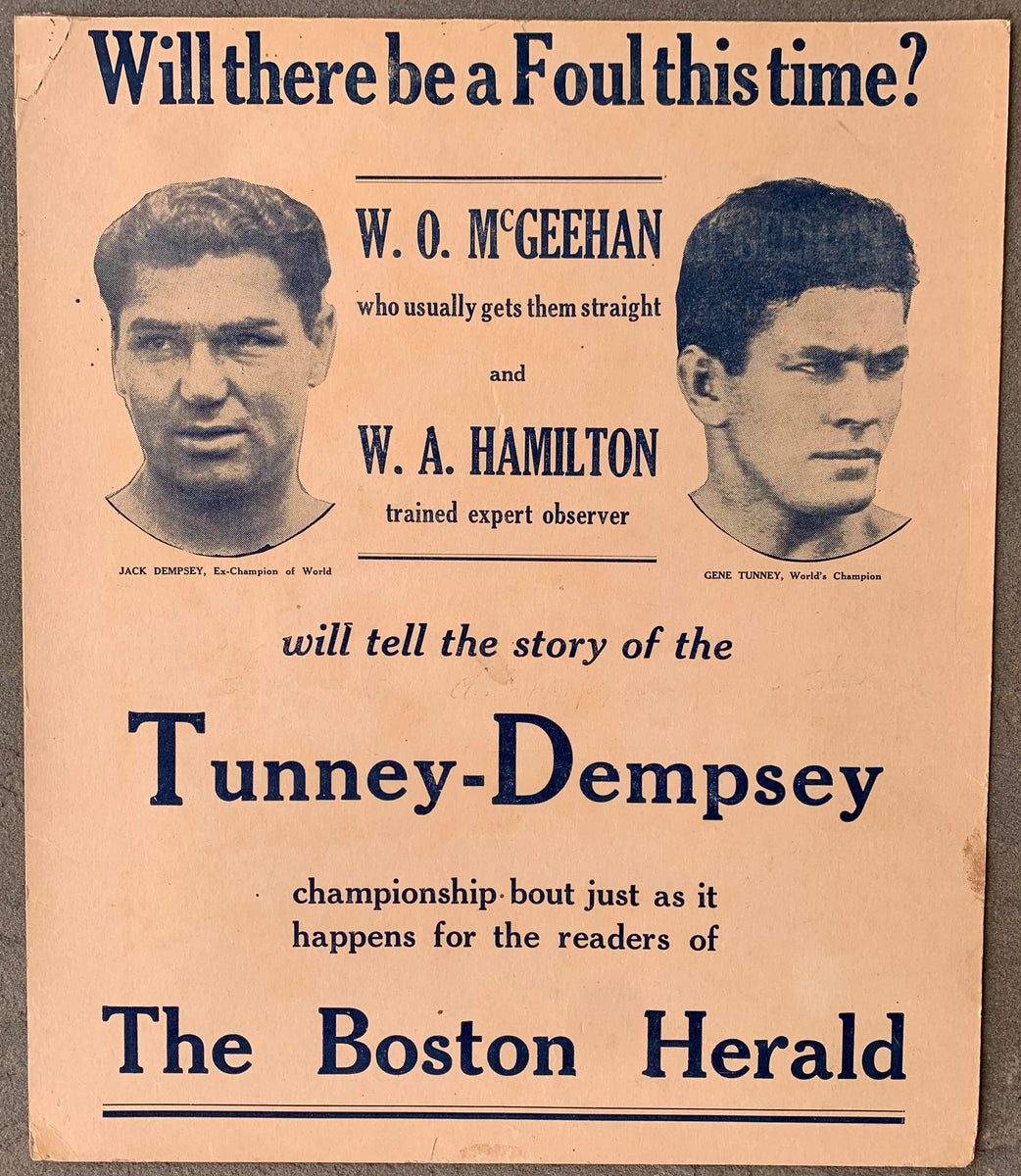 DEMPSEY, JACK-GENE TUNNEY II ORIGINAL PREFIGHT POSTER(1927) – JO Sports ...