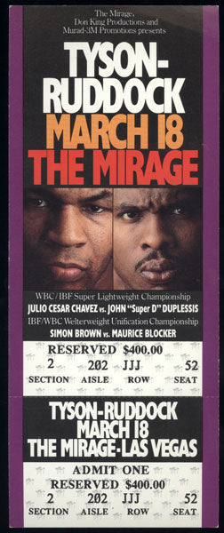 TYSON, MIKE-RAZOR RUDDOCK I FULL TICKET (1991) – JO Sports Inc.