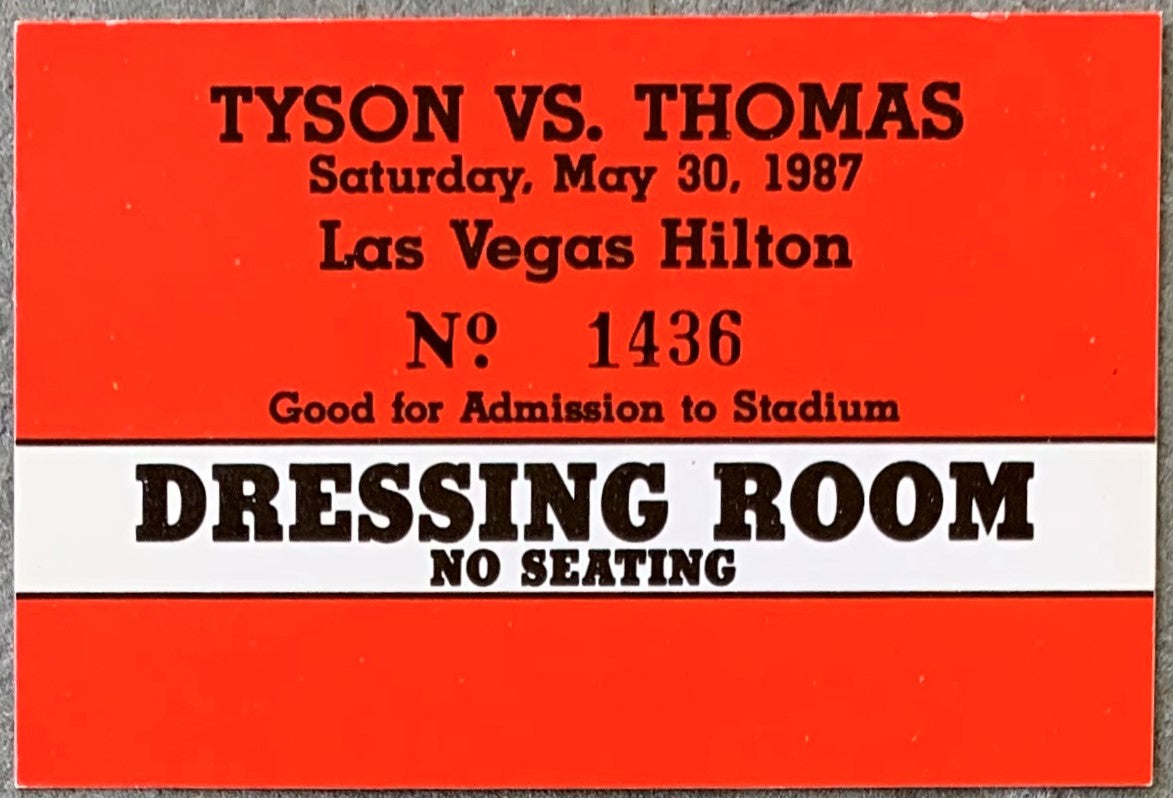 TYSON, MIKE-PINKLON THOMAS DRESSING ROOM PASS (1987) – JO Sports Inc.